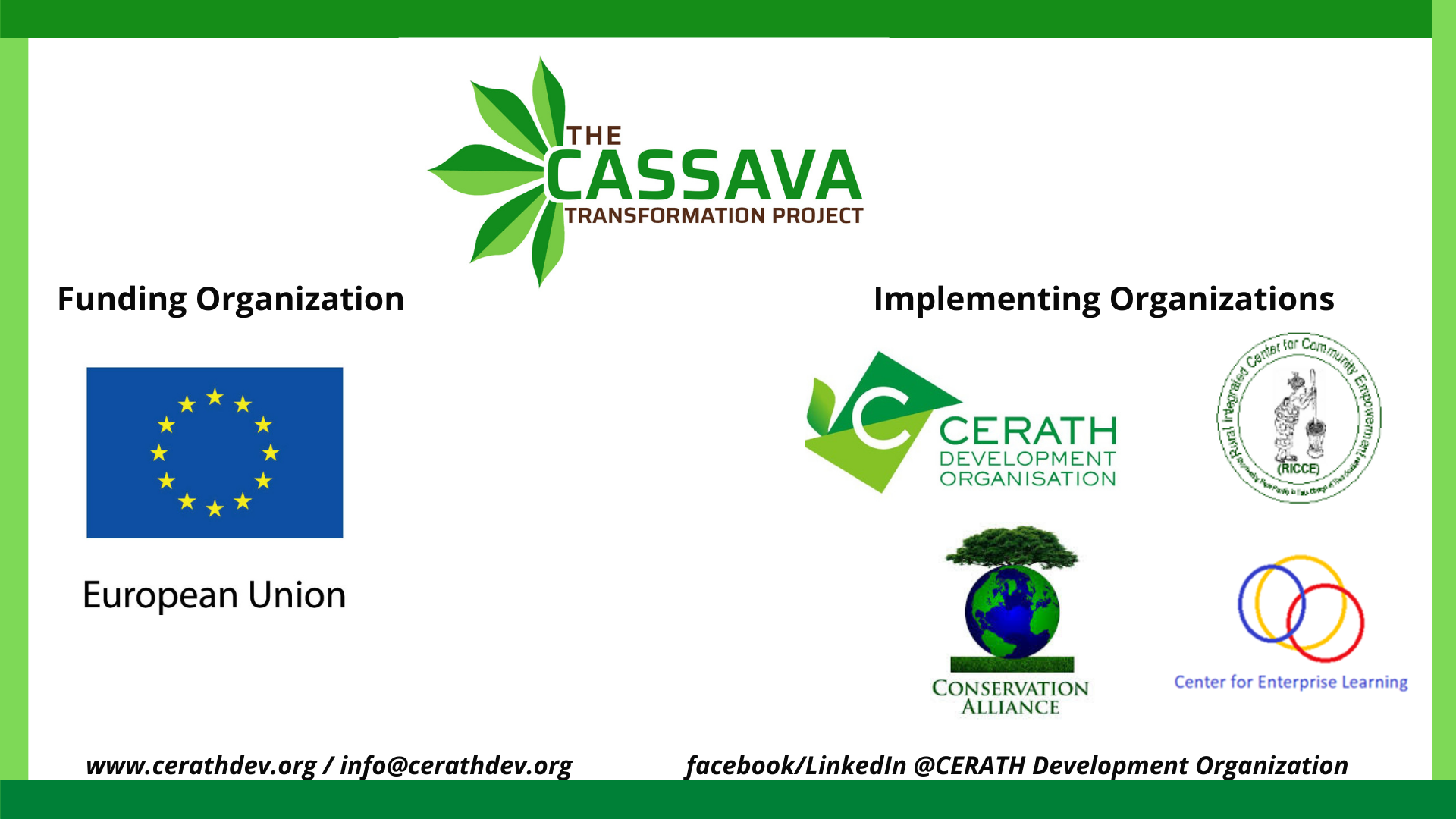 The Cassava Transformation Project – CERATH DEVELOPMENT